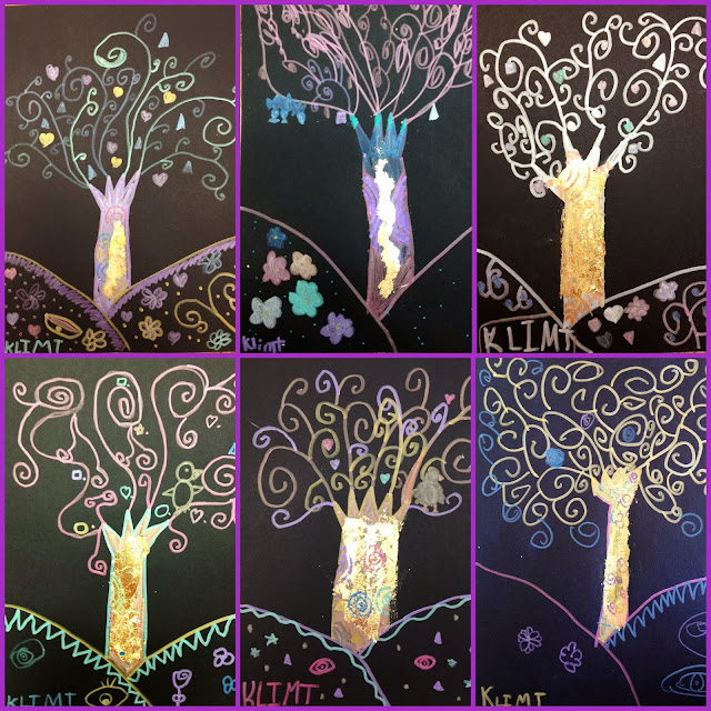 edenfolwell: Art Lesson - Metallic Trees inspired by Gustav Klimt