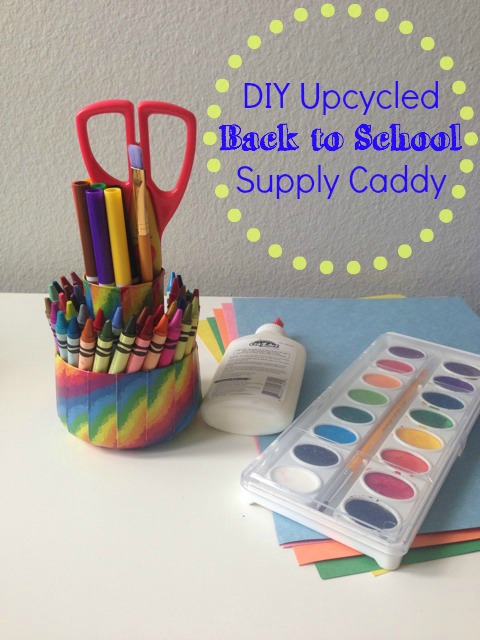DIY Upcycled Back to School Supply Caddy - Outnumbered 3 to 1