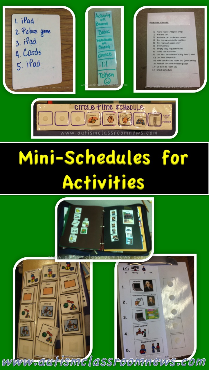 Visual Schedule Series: Mini Schedules for Activities (and a Freebie ...