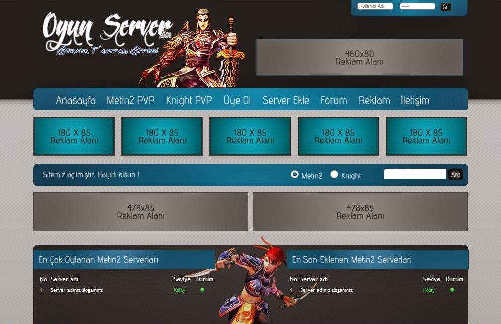 Kinght – Metin2 Server Tanıtım Scripti - Script Hocasi