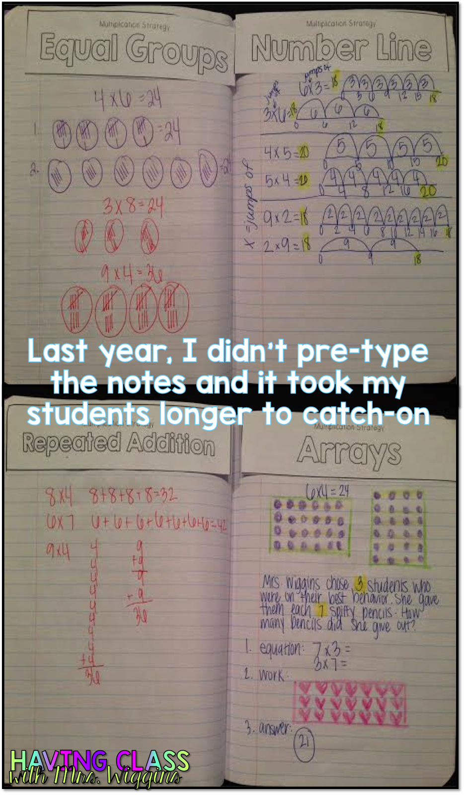 Multiplication Interactive Notebooks - Adrienne Teaches
