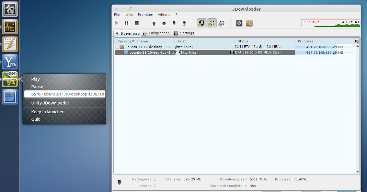 JDownloader Unity Integration (Speed Counter, Progress Bar And Quicklists) ~ Web Upd8: Ubuntu ...
