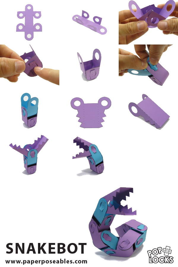 Paper Poseables: Poplocks Snakebot
