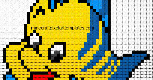 Minecraft Pixel Art Templates: Flounder (The Little Mermaid)