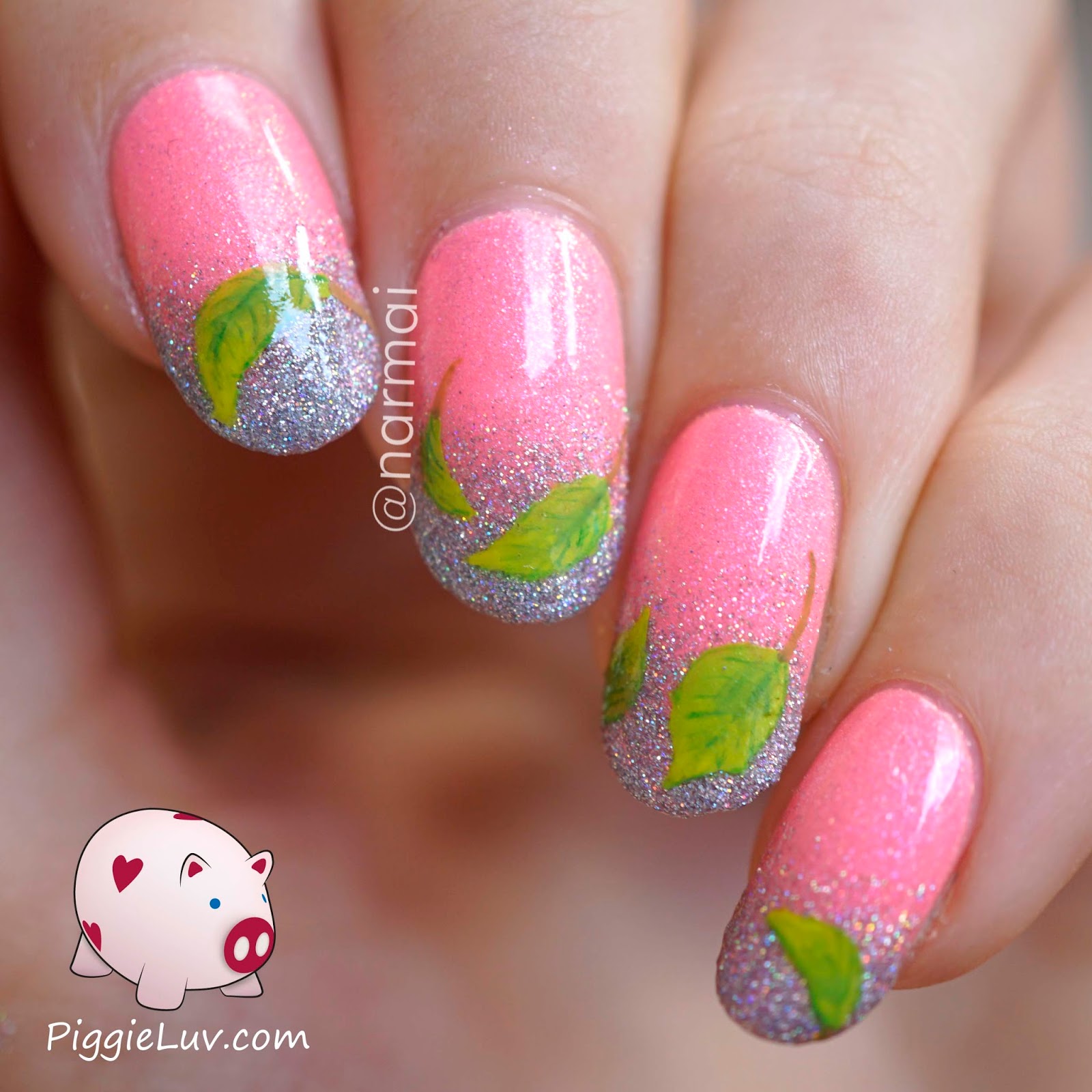 PiggieLuv Freehand Spring Leaves Nail Art piggieluv-freehand-spring-leaves-nail-art