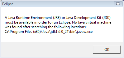 Eclipse - ¿Como resolver "A Java Runtime Environment (JRE) or Java Development Kit (JDK) must be ...