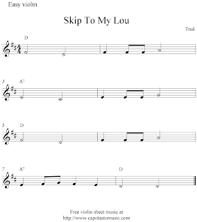 Skip To My Lou, free easy violin sheet music notes