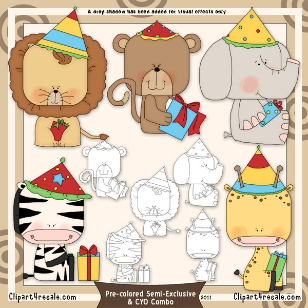 Digi Web Studio Blog: Birthday Zoo Animals Clip Art & Digital Stamp Set ...