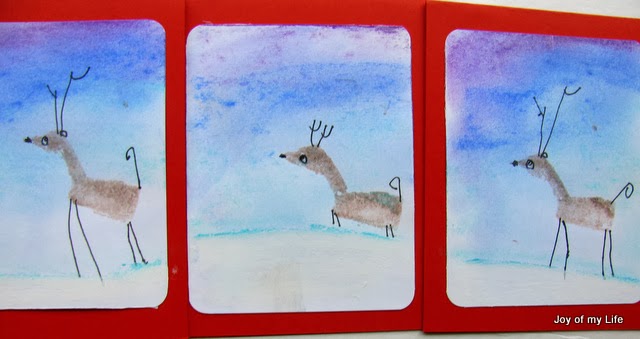 The Joy of My Life, and other things: Reindeer Potato Stamped Holiday Cards