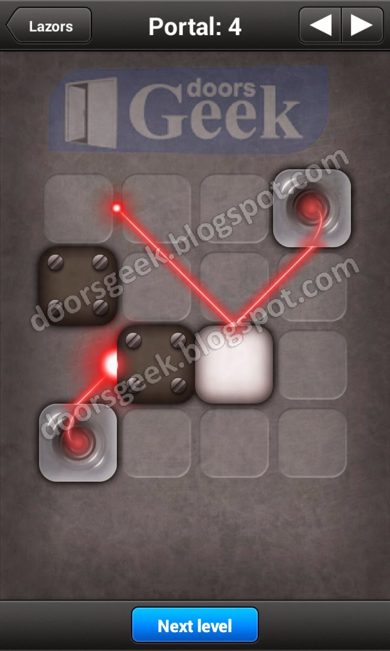Lazors [Portal] Level 4 Solution ~ Doors Geek