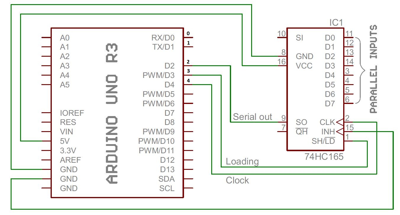 Open Electronics Project: 74HC165 Shift Register and your Arduino UNO Open Electronics Project: 74HC165 Shift Register and your Arduino UNO