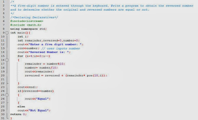 Programming Chunks: C++ Program That Obtain the Reversed Number of the Five-Digit Number Input ...
