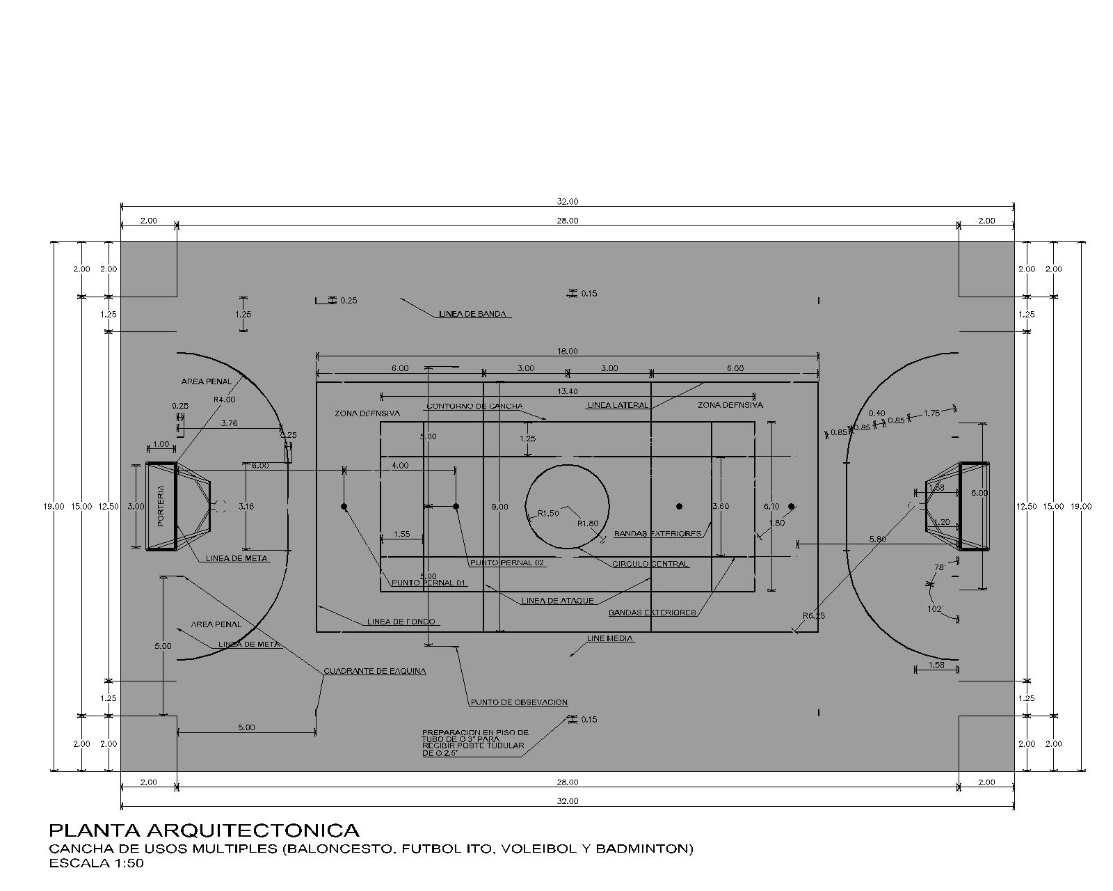 Arquitectura 3: Cad Cancha Usos Múltiples y otras