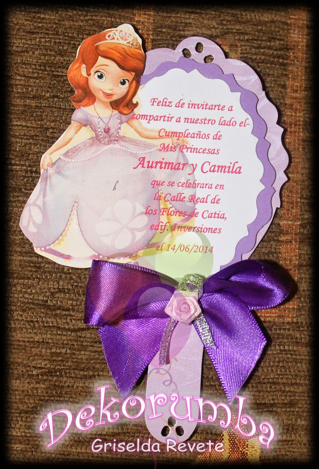 Tarjetas de Invitación- Princesa Sofia - Dekorumba