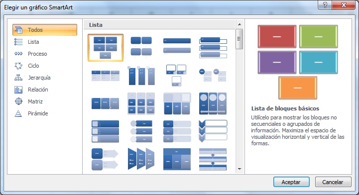 Blogfolio de Gisela Gaitan: Crear un Gráfico con SmartArt en Excel 2007