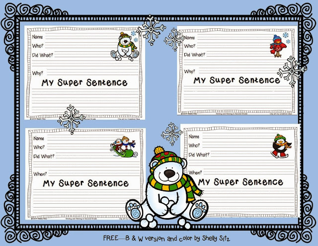 Winter Super Sentences Freebie - Second Grade Teaching Blog