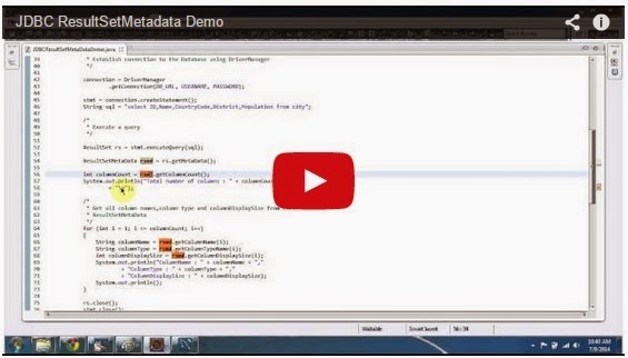 JAVA EE: JDBC ResultSetMetadata Demo
