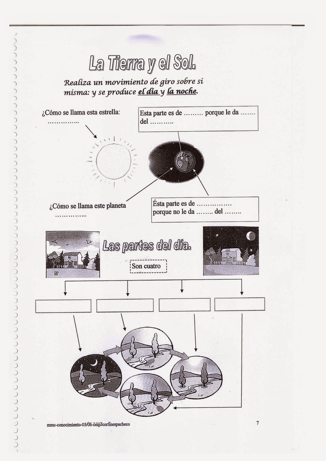 Los deberes de nuestros hijos: Fichas sobre la tierra, el sol y la luna