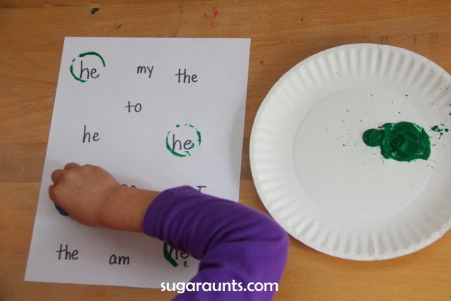 Sight Word Bottle Cap Stampers - The OT Toolbox