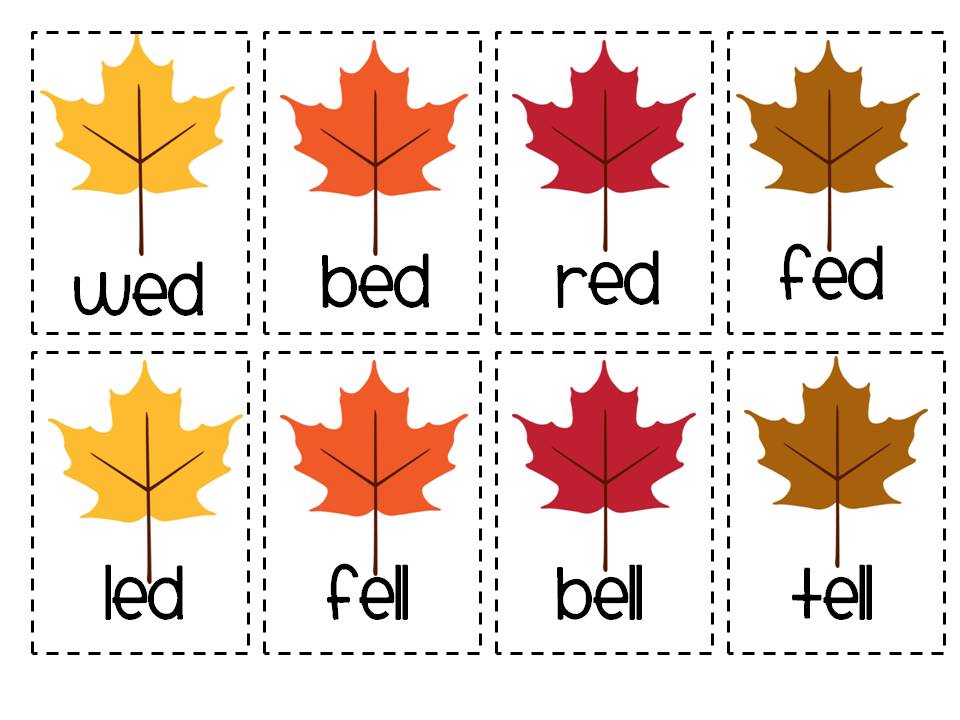 Fall Leaves Short E Word Sort - Classroom Freebies