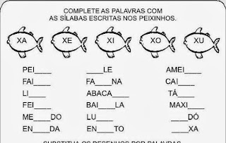 Pedagogas da paz: Atividades Famílias Silábicas X - xa xe xi xo xu