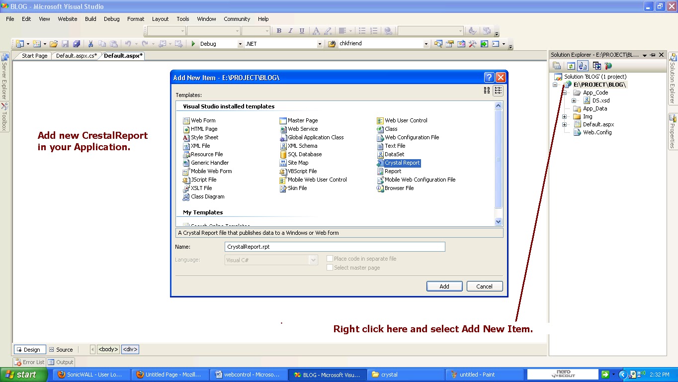 CrystalReport in ASP.Net CrystalReport in ASP.Net