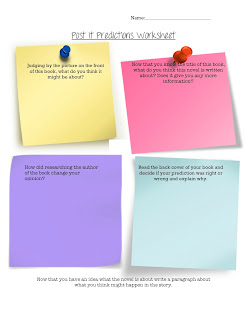 Teaching With Class!: Post-It Predictions Worksheet/ Activity for ...