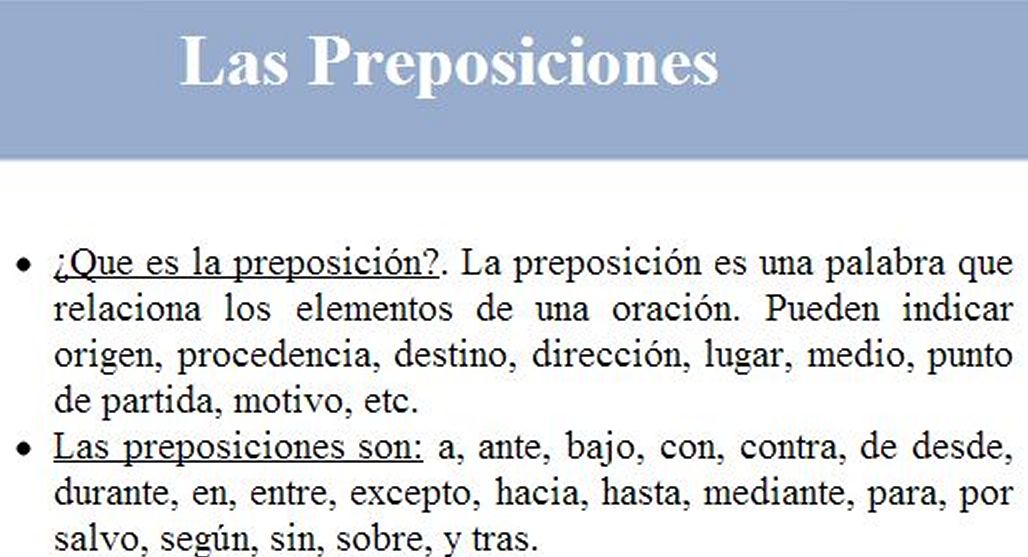 LAS PREPOSICIONES EN ESPAÑOL. - BLOG DE HISPANISTAS DE MARRUECOS