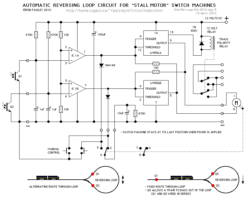Loop Control Automatic Reversing Circuit |simple schematic diagram Loop Control Automatic Reversing Circuit |simple schematic diagram