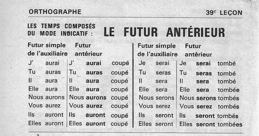 école : références: 39 Le futur antérieur (Bled CE-CM1, conjugaison)