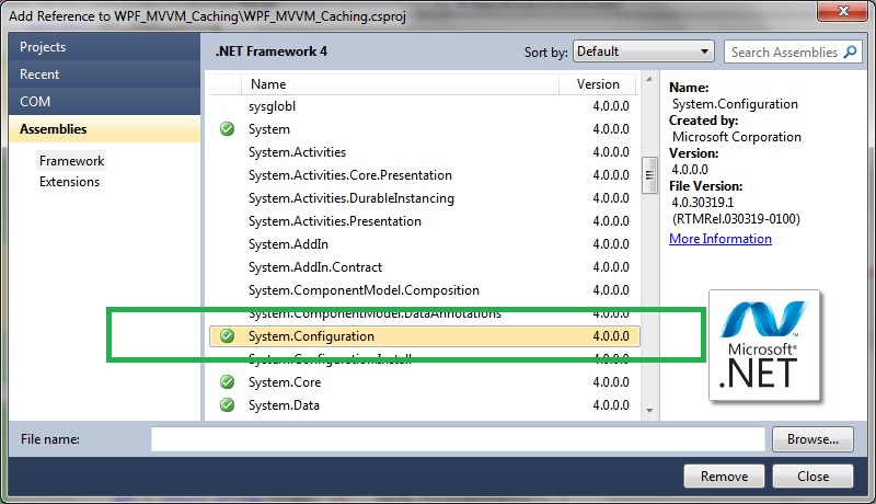 Muhammad Shujaat Siddiqi: WPF: Configuring System.Runtime.Caching.MemoryCache for an MVVM based App