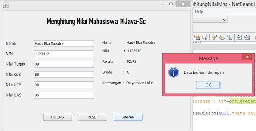 Cara Membuat Program Menghitung Nilai Mahasiswa Dengan Java GUI - JavaSC Developer