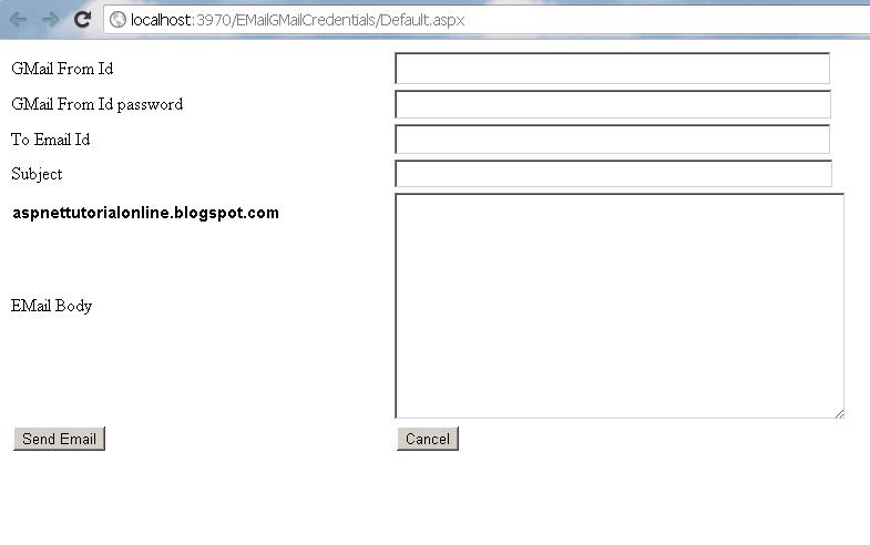 Send emails using Gmail Credentials with ASP.NET and C# code - ASP.NET ... Send emails using Gmail Credentials with ASP.NET and C# code - ASP.NET ...