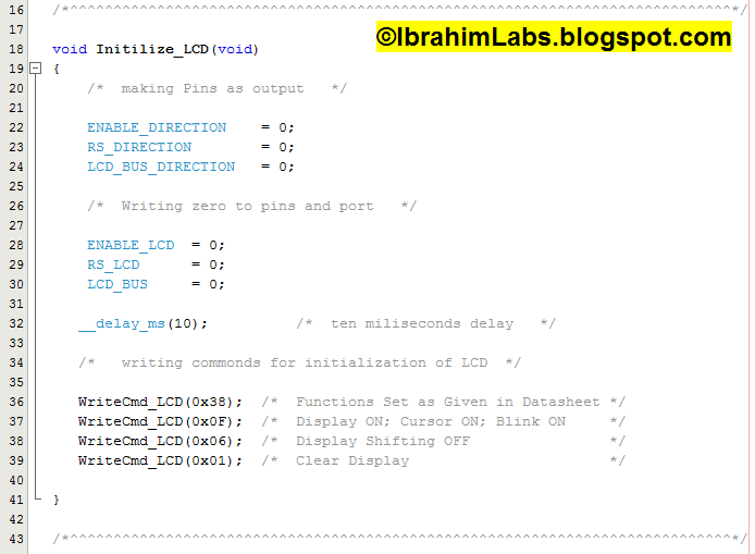 In the figure below I defined the pins and port for LCD.