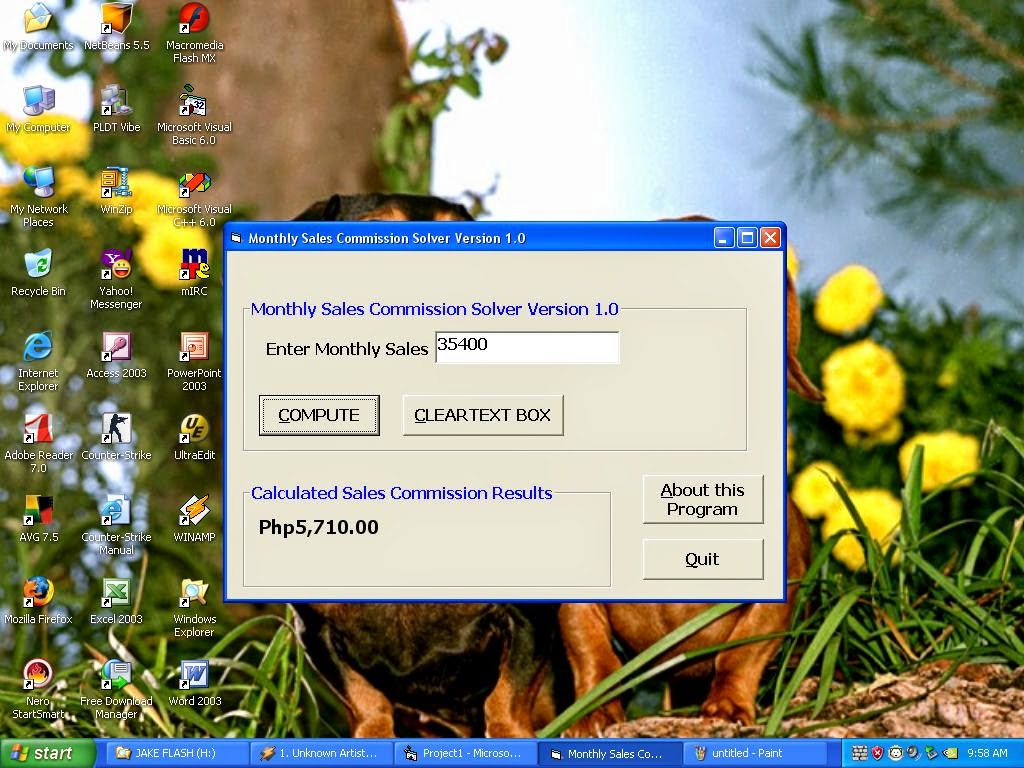Free Programming Source Codes and Computer Programming Tutorials: Monthly Sales Commission ...