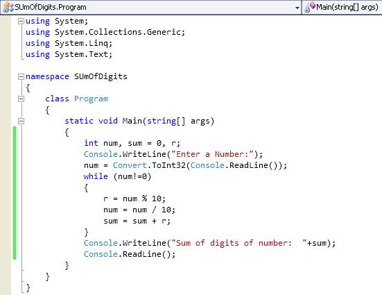 Program To Add a Digits of a Given Number Using C#.Net? Program To Add a Digits of a Given Number Using C#.Net?