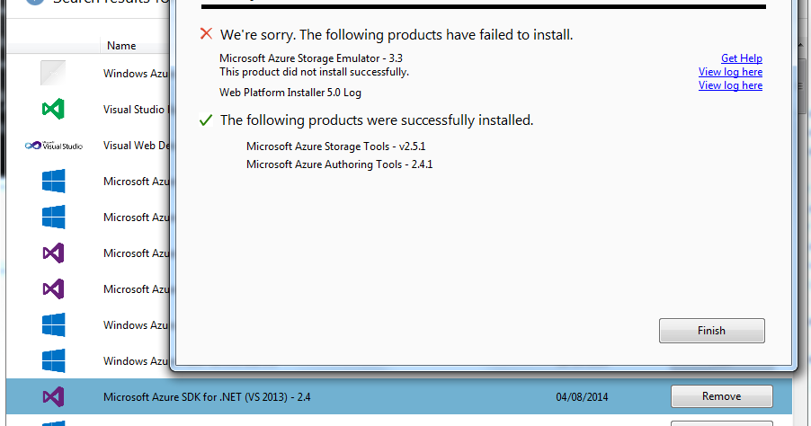 Windows Azure Storage Emulator failed to install