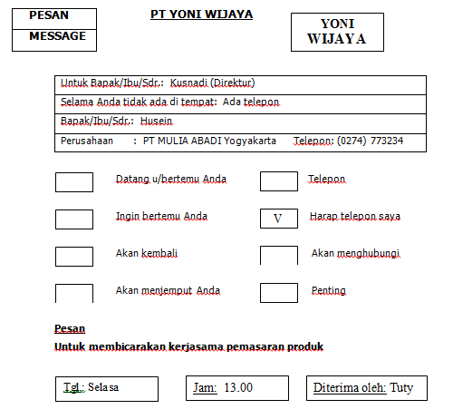 Cara Mengisi Lembar Pesan Telepon – Beinyu.com