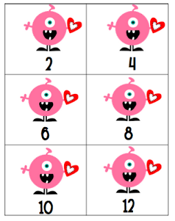Fourth and Ten: TpT: Valentine's Day Monster Math Skip Counting