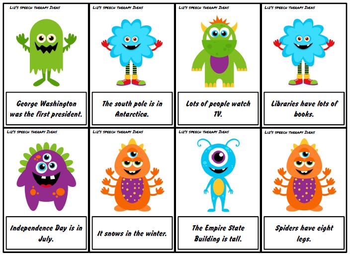 Liz's Speech Therapy Ideas: Fact and Opinion Cards