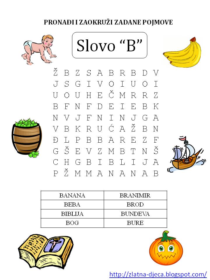 Zlatna djeca: Osmosmjerke za djecu