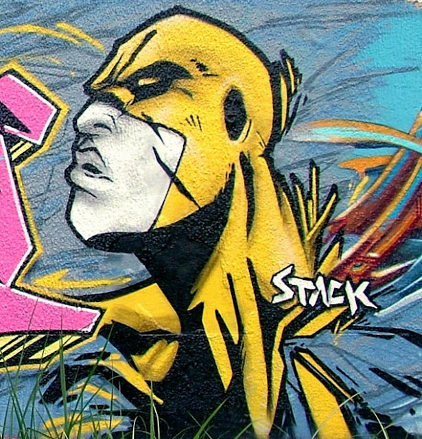 SuperHero Character in Stack Graffiti Mural Art | Digital Graffiti