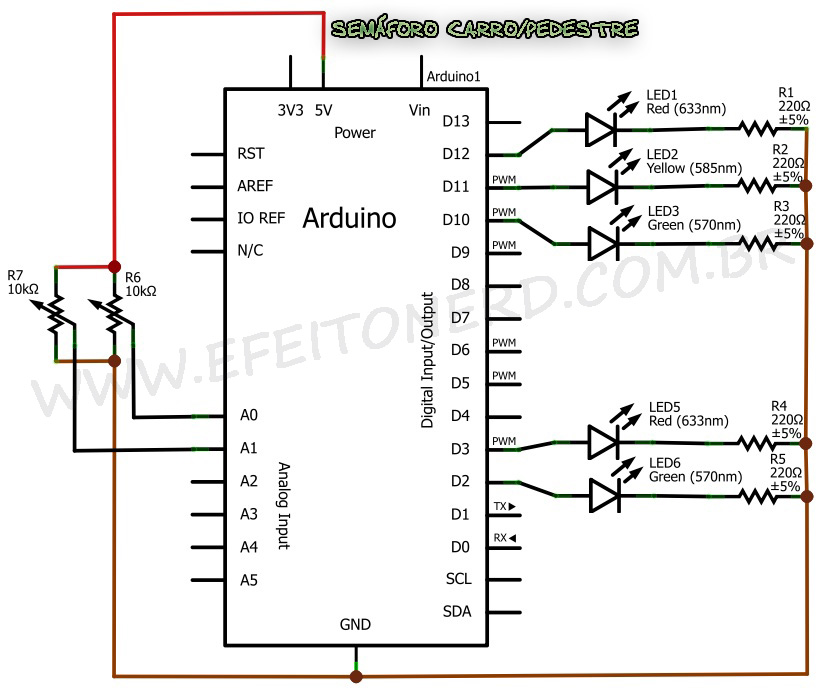 Semáforo Carro/Pedestre com Arduíno Semáforo Carro/Pedestre com Arduíno