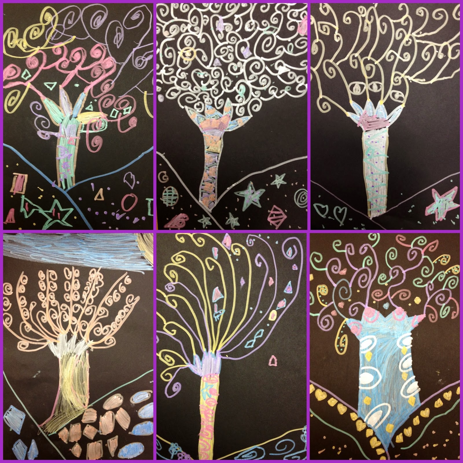 edenfolwell: Art Lesson - Metallic Trees inspired by Gustav Klimt