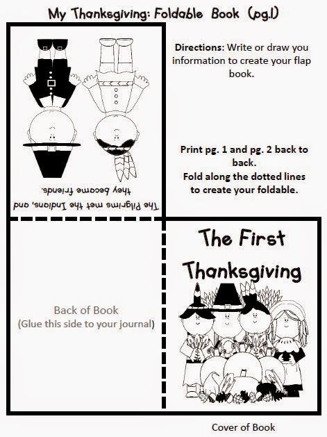 Live, Laugh, Teach First Grade: Thanksgiving Interactive Notebook