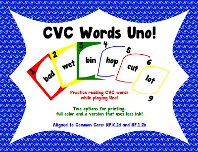 CVC Words Uno Games! ~ Online Learning KW