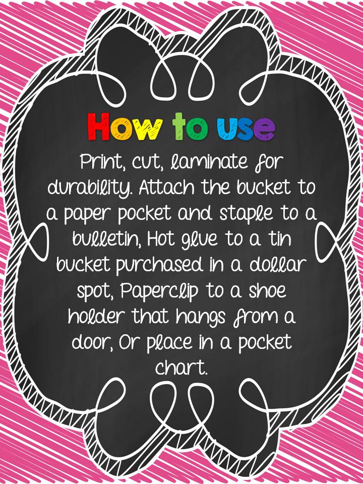 Bucket Fillers {Pocket Labels, Banner, and Notes)! Freebie Links ...