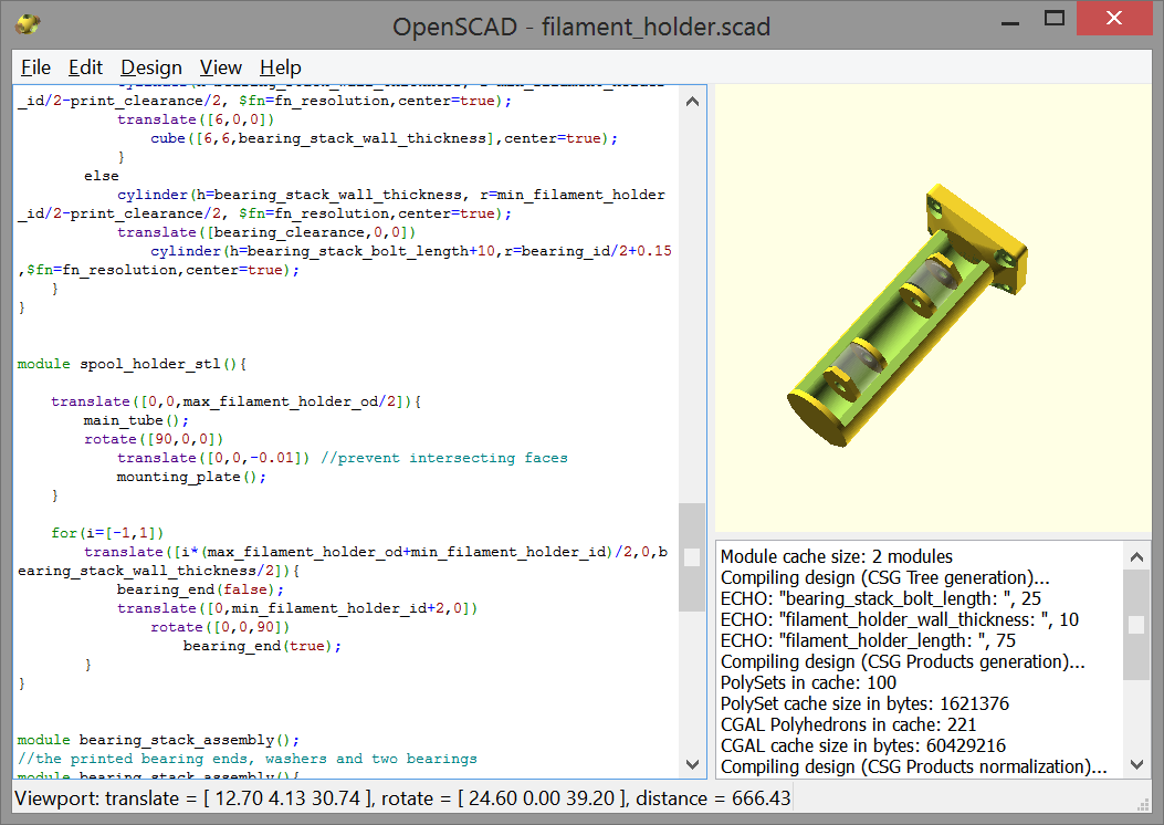 Think3dPrint3d: OpenSCAD - Intro and Example: Designing a filament holder