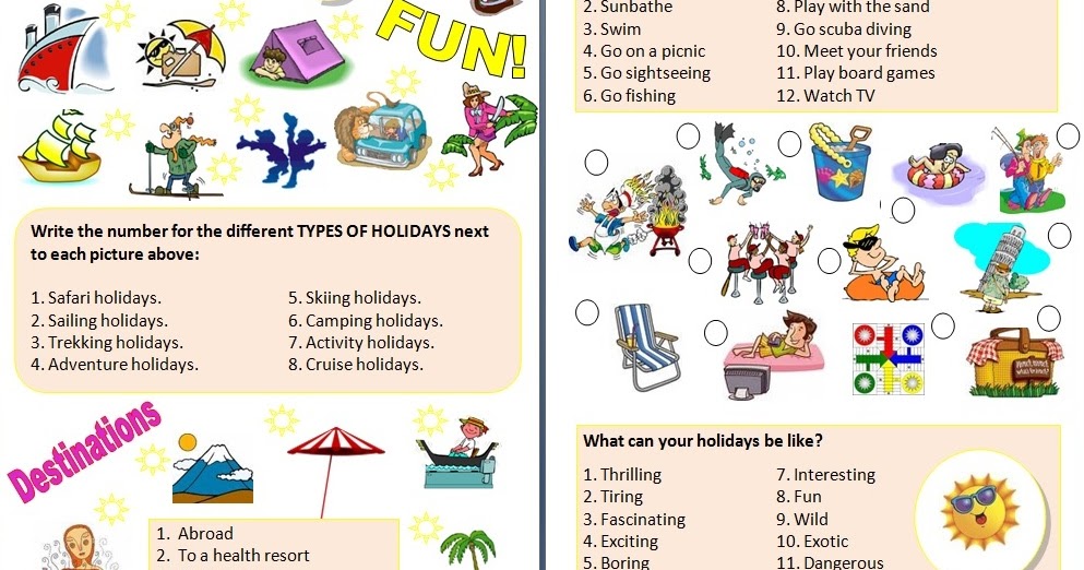 English stuff ESL: SUMMER HOLIDAYS (intermediate)