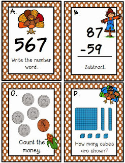 Thanksgiving Task Cards Freebie - Second Grade Teaching Blog